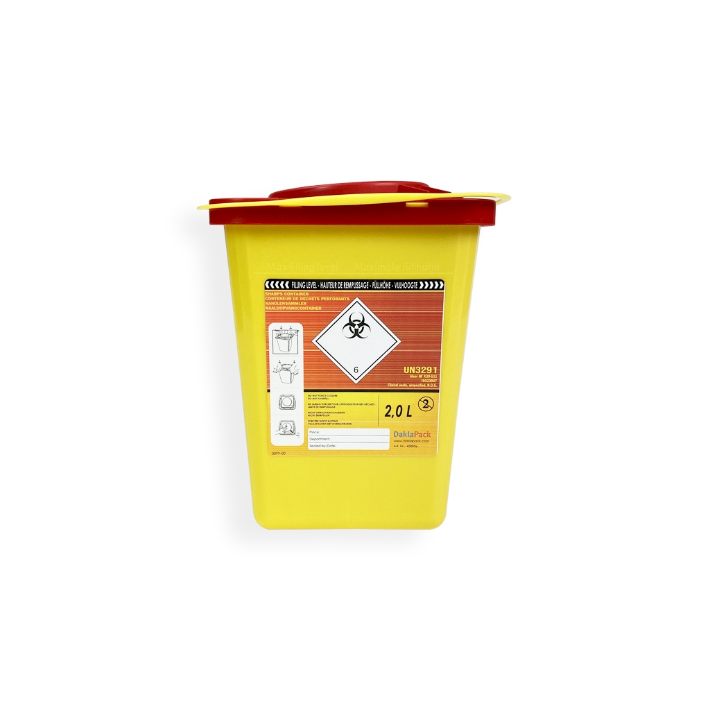 Daklapack-Safebox Needlecontainer Superior 2 ltr. 150 mm x 155 mm Yellow